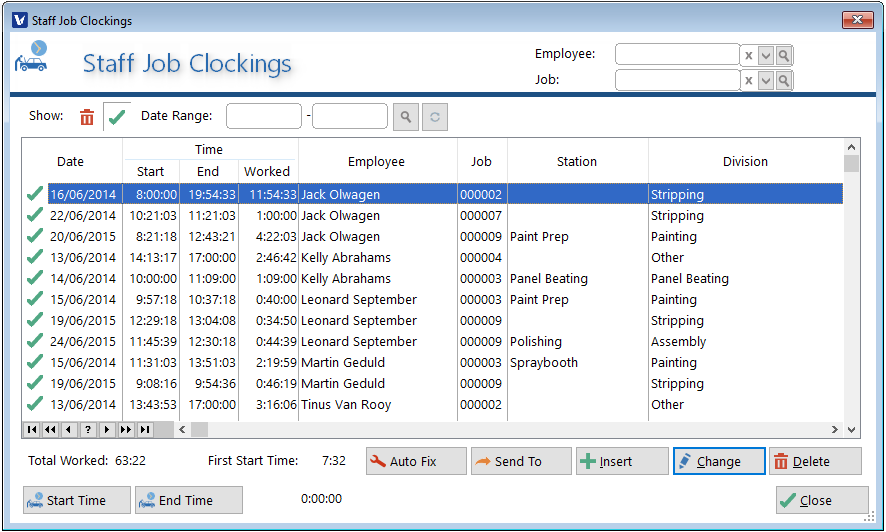 Job Staff Clockings - Veculim